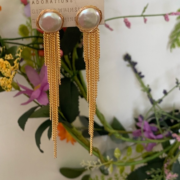 Anthropologie | Jewelry | Anthropologie Pearl Topper Fringed Drop ...